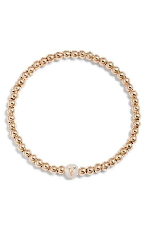 NASHELLE Mother-of-pearl Initial Beaded Bracelet - Gold Fill V