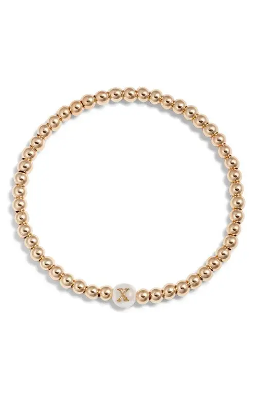 NASHELLE Mother-of-pearl Initial Beaded Bracelet - Gold Fill X