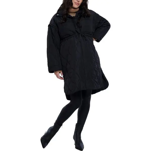 Motherhood Maternity Woven Quilted Puffer Jacket - Black