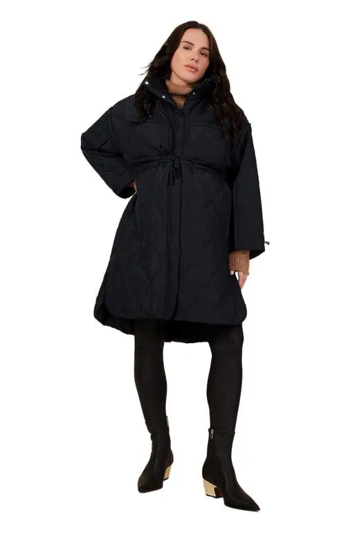 Motherhood Maternity Woven Quilted Puffer Jacket - Black