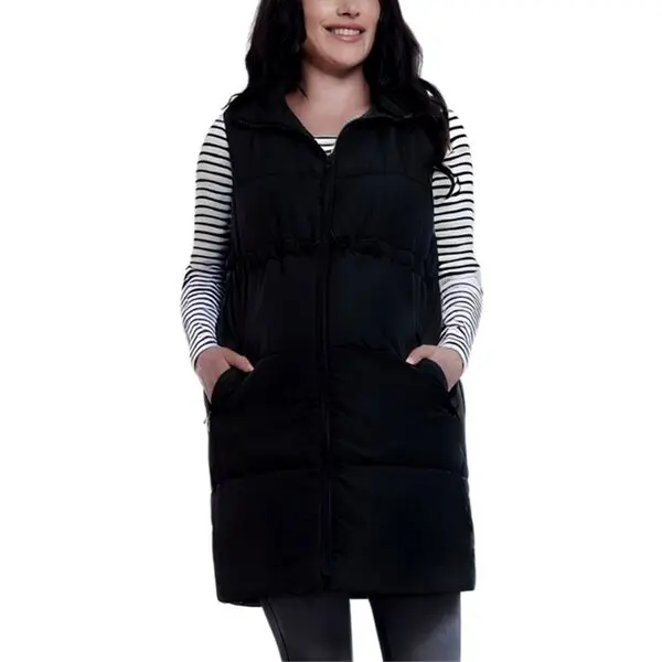 Motherhood Maternity Woven Sleeveless Puffer Vest - Black