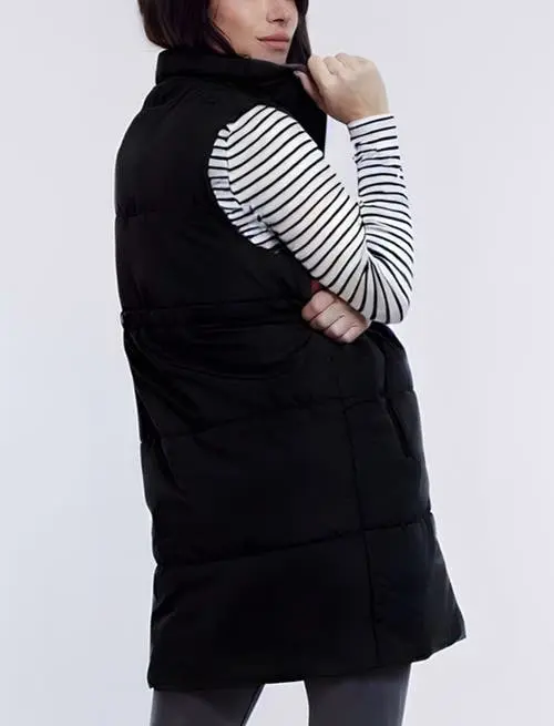 Motherhood Maternity Woven Sleeveless Puffer Vest - Black