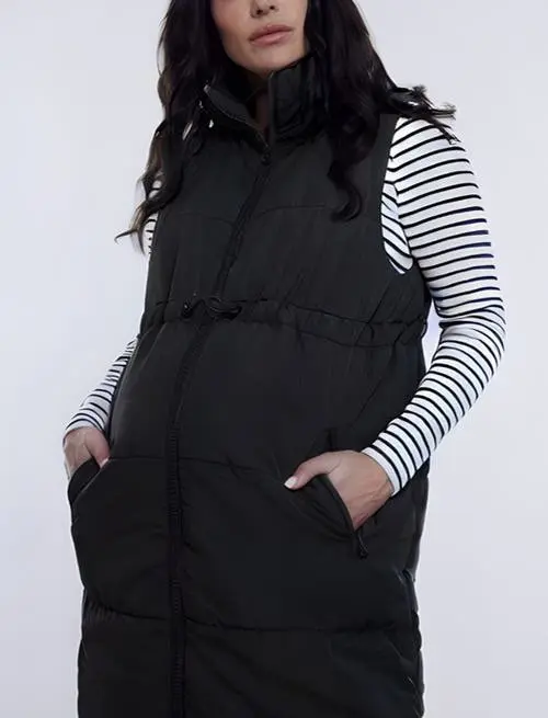 Motherhood Maternity Woven Sleeveless Puffer Vest - Black