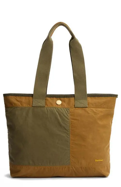 Barbour Mya Two-tone Dry Wax Cotton Tote - Dusky Green