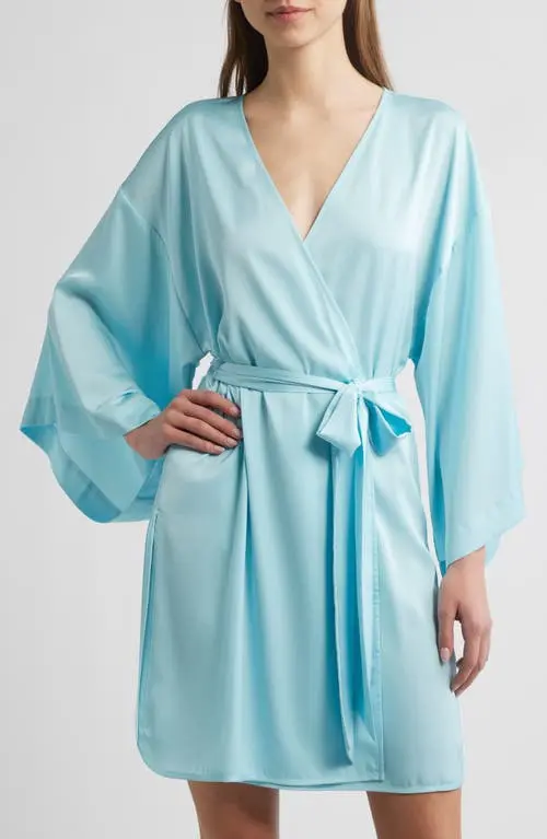 OPEN EDIT Get Ready With Me Satin Robe - Blue Aqua