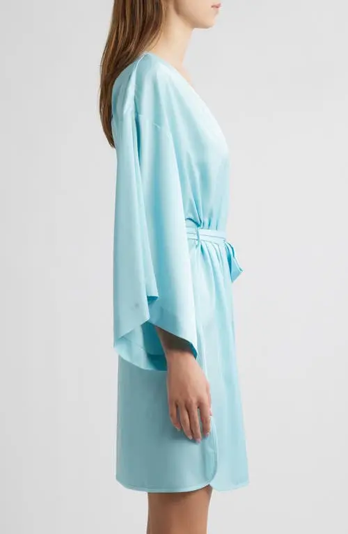 OPEN EDIT Get Ready With Me Satin Robe - Blue Aqua