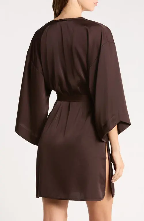 OPEN EDIT Get Ready With Me Satin Robe - Brown Mole