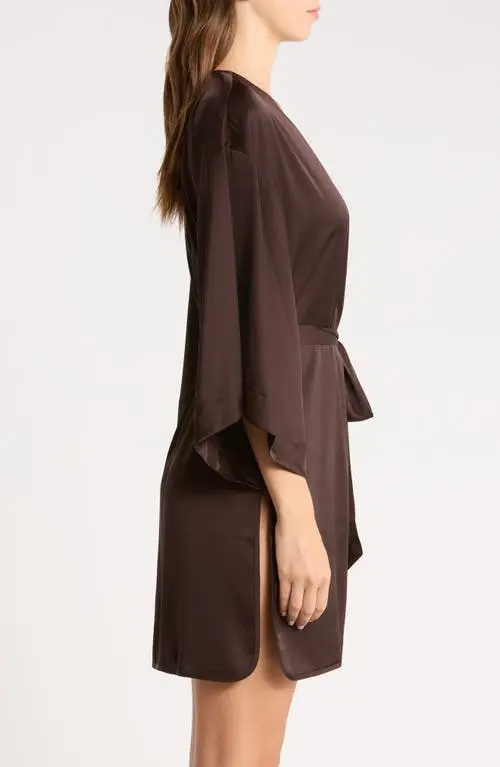 OPEN EDIT Get Ready With Me Satin Robe - Brown Mole