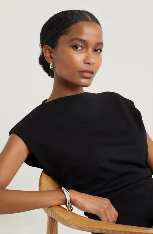 Nordstrom Ruched Funnel Neck Midi Dress - Black