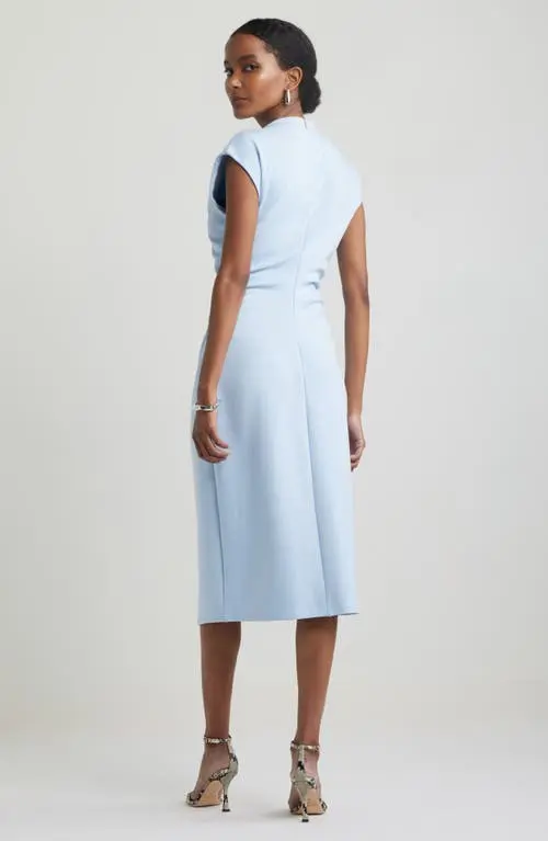 Nordstrom Ruched Funnel Neck Midi Dress - Blue Skyway