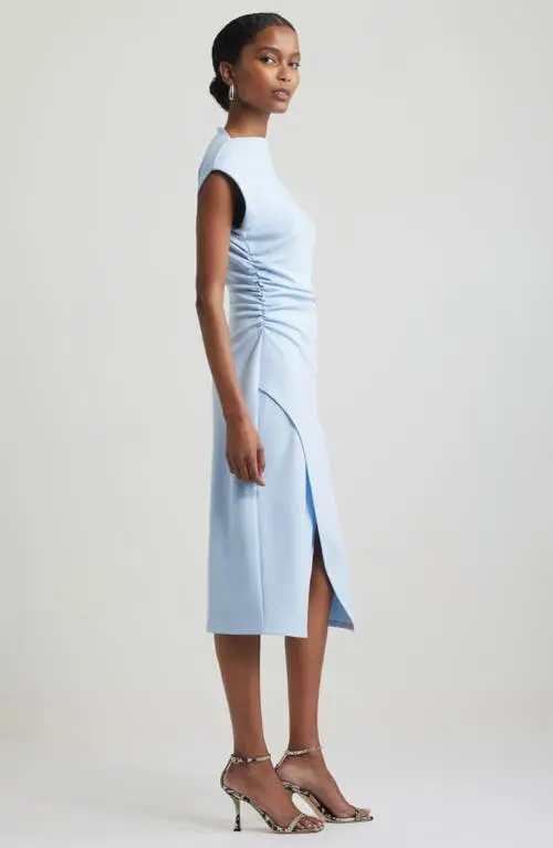 Nordstrom Ruched Funnel Neck Midi Dress - Blue Skyway