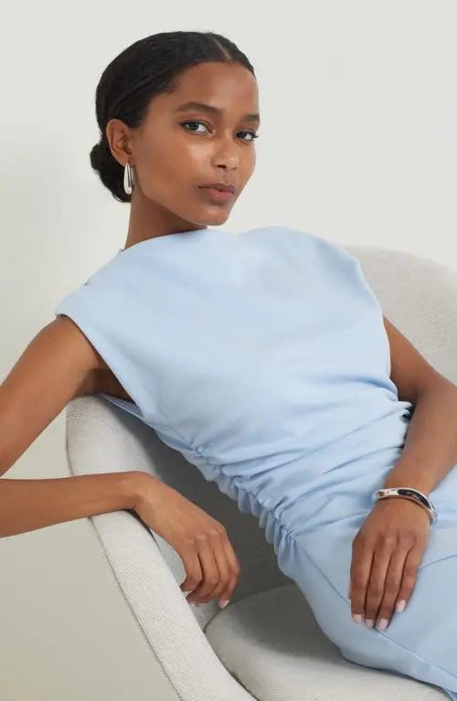 Nordstrom Ruched Funnel Neck Midi Dress - Blue Skyway
