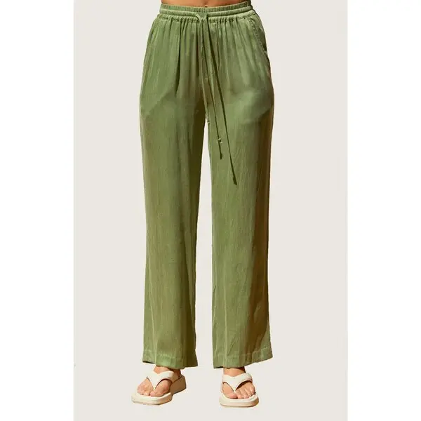 CRESCENT Pull On Cupro Pants - Matcha