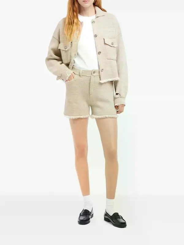 BARRIE Fine-knit Fringe-detail Shorts - Neutrals