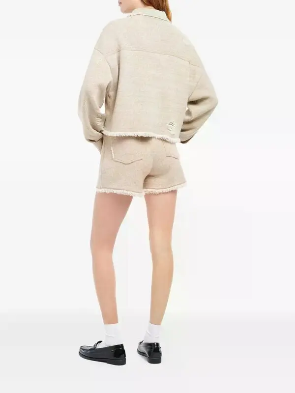 BARRIE Fine-knit Fringe-detail Shorts - Neutrals