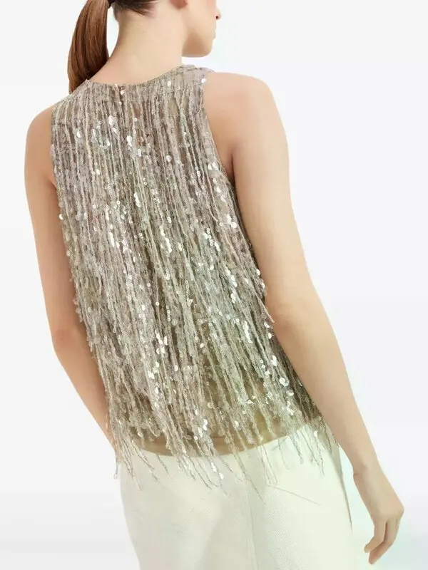 Brunello Cucinelli Waterfall-embroidery Silk Top
