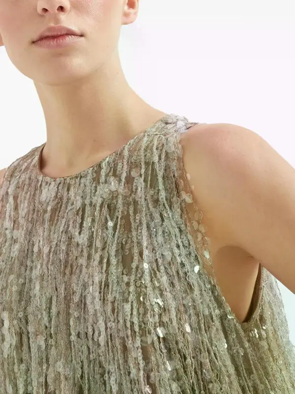 Brunello Cucinelli Waterfall-embroidery Silk Top