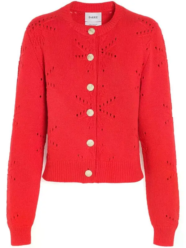 BARRIE Pointelle-motif Cardigan - Red