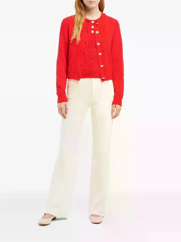 BARRIE Pointelle-motif Cardigan - Red