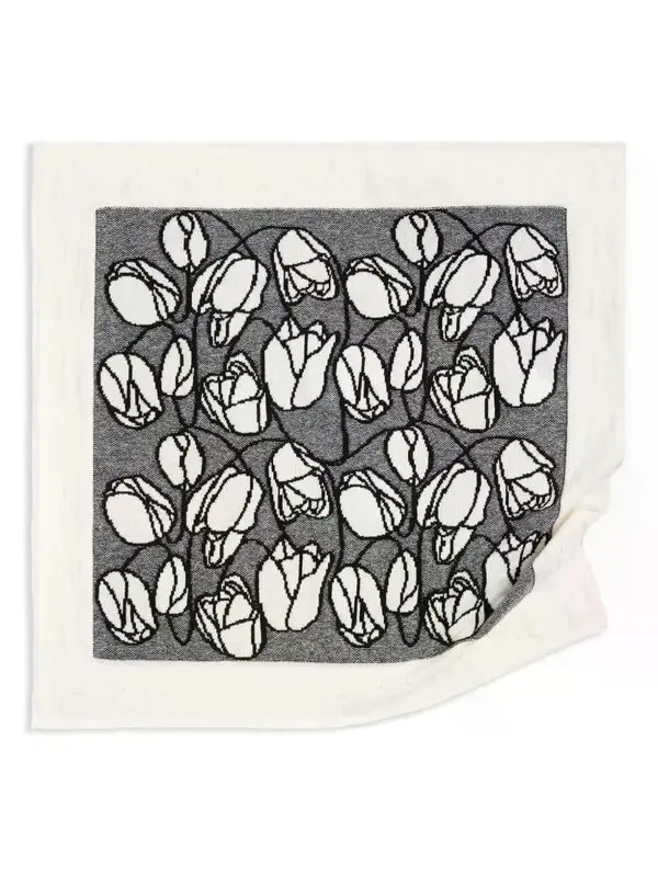 BARRIE Floral-motif Scarf - White