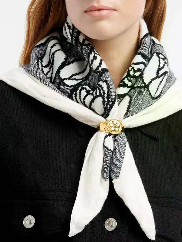 BARRIE Floral-motif Scarf - White