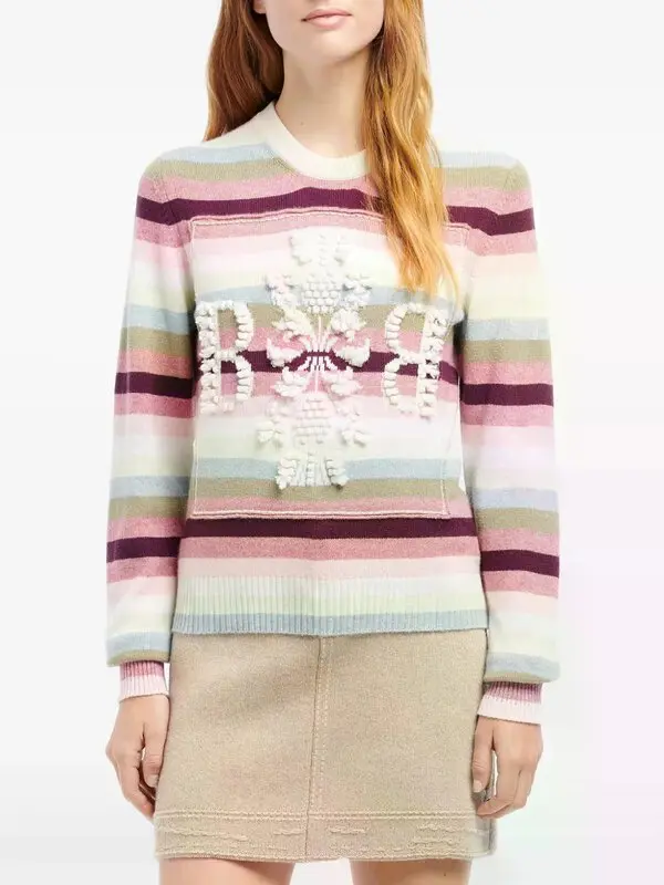 BARRIE 3d-logo Striped Cashmere Sweater
