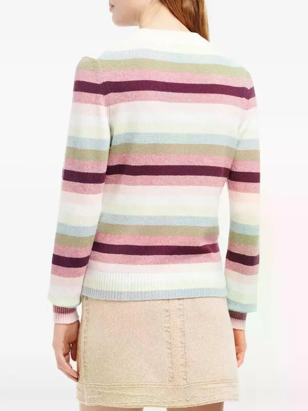 BARRIE 3d-logo Striped Cashmere Sweater