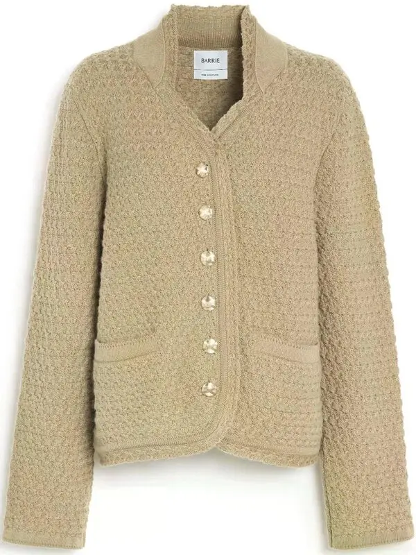 BARRIE Cashmere Tweed Cardigan - Green