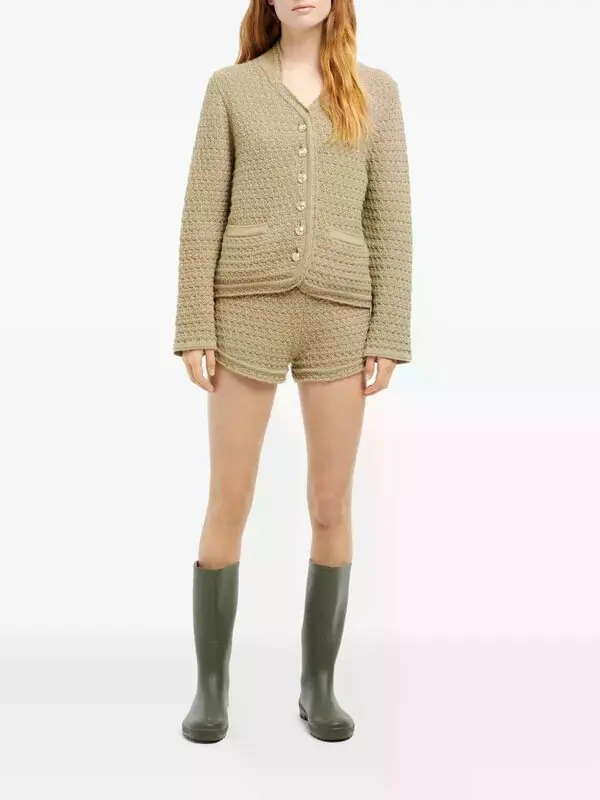 BARRIE Cashmere Tweed Cardigan - Green