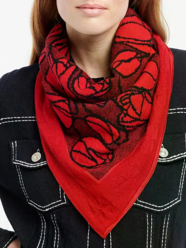 BARRIE Floral-motif Scarf - Red