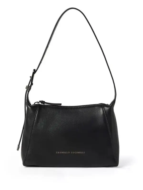 Brunello Cucinelli Logo-debossed Shoulder Bag - Black