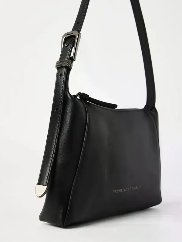 Brunello Cucinelli Logo-debossed Shoulder Bag - Black
