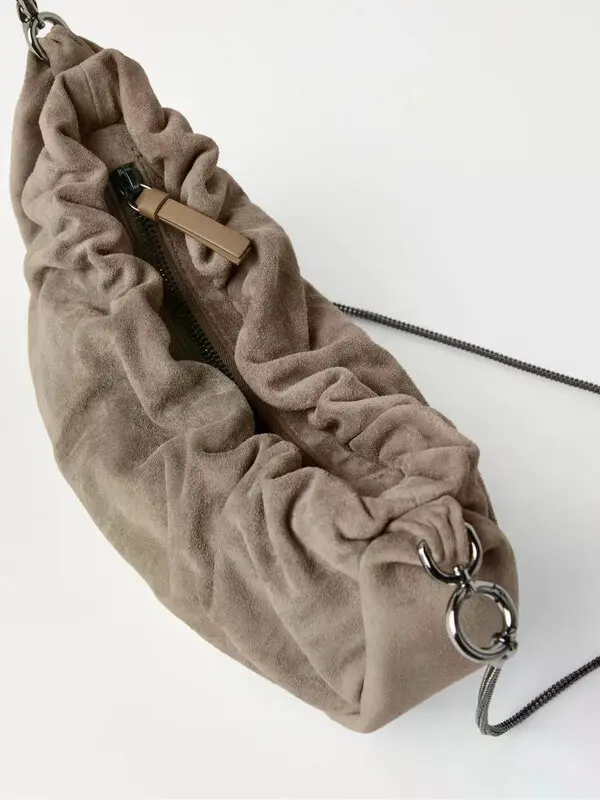 Brunello Cucinelli Debossed-logo Cross Body Bag - Brown