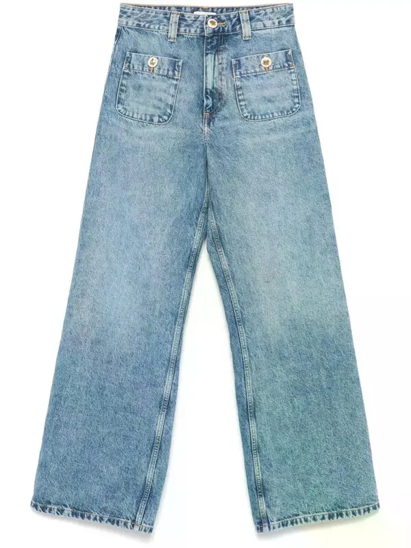 Sandro Faded Effect Straight Leg Jeans With Patch Pockets
