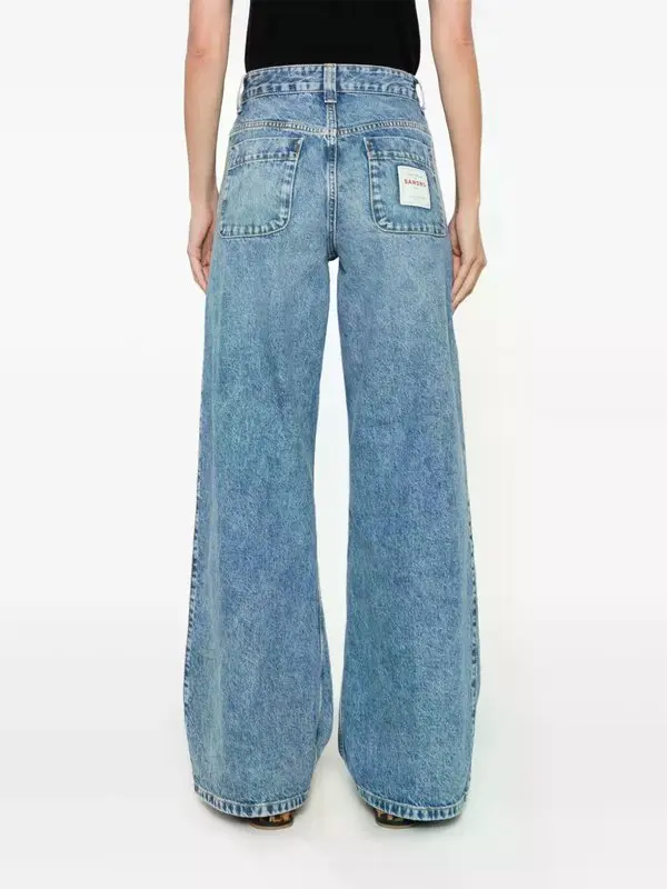Sandro Faded Effect Straight Leg Jeans With Patch Pockets