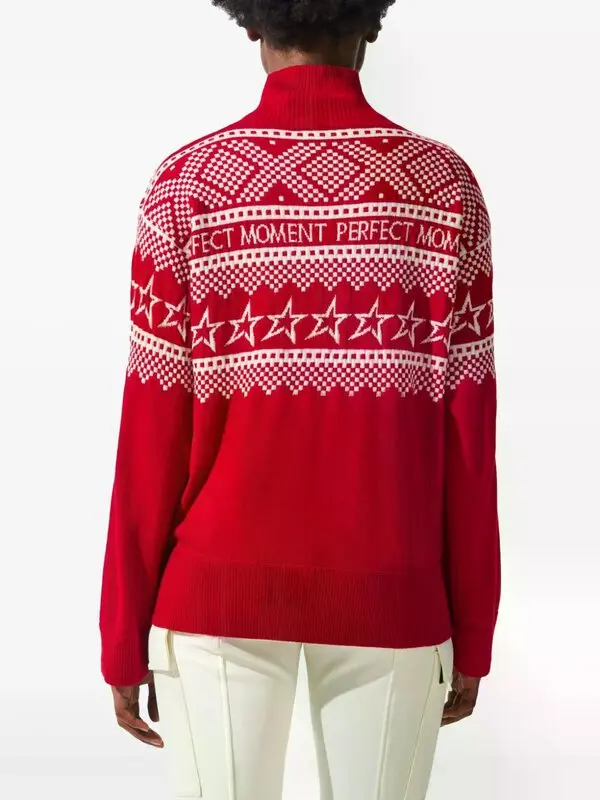 Perfect Moment Fair Isle Intarsia Knit Turtleneck Sweater - Red