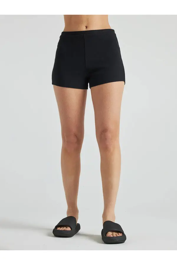 LOSANO Afterhours Ribbed Lounge Shorts - Black