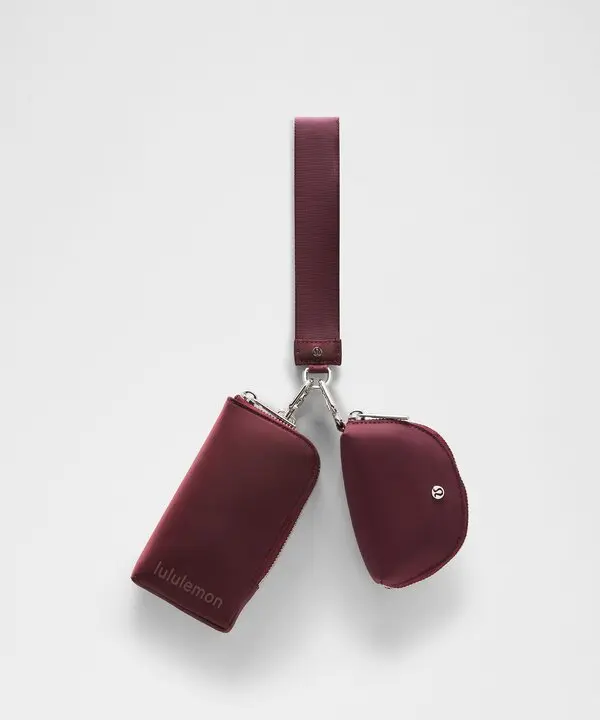 Lululemon Dual Pouch Wristlet - Burgundy Bay/burgundy Bay/silver