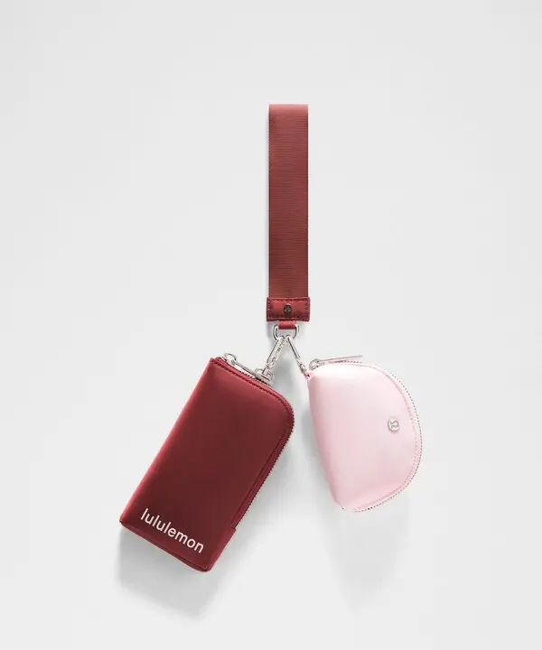Lululemon Dual Pouch Wristlet - Cranberry Charm/pink Pearl/silver