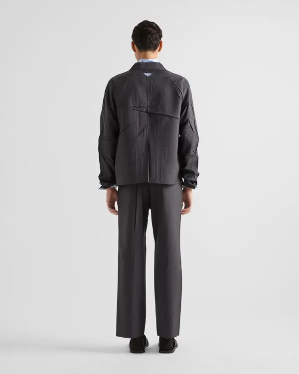 Prada Single-breasted Wool And Silk Jacket - Anthracite Gray