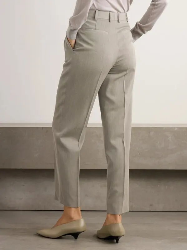 Loro Piana Hudson Cropped Pleated Wool Tapered Trousers