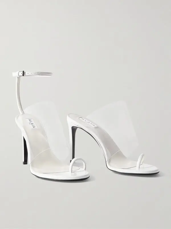 Alaïa Asymmetric Patent-leather And Pvc Sandals - White