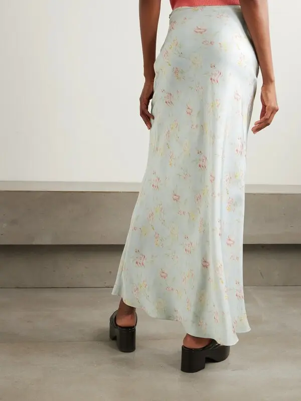 Rabanne Floral-print Satin Maxi Skirt - Multi