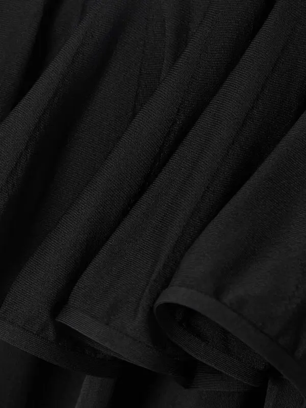 Alaïa Pleated Georgette Peplum Tapered Pants - Black