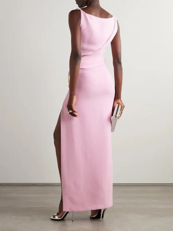 Versace Embellished Draped Wrap-effect Silk-cady Gown