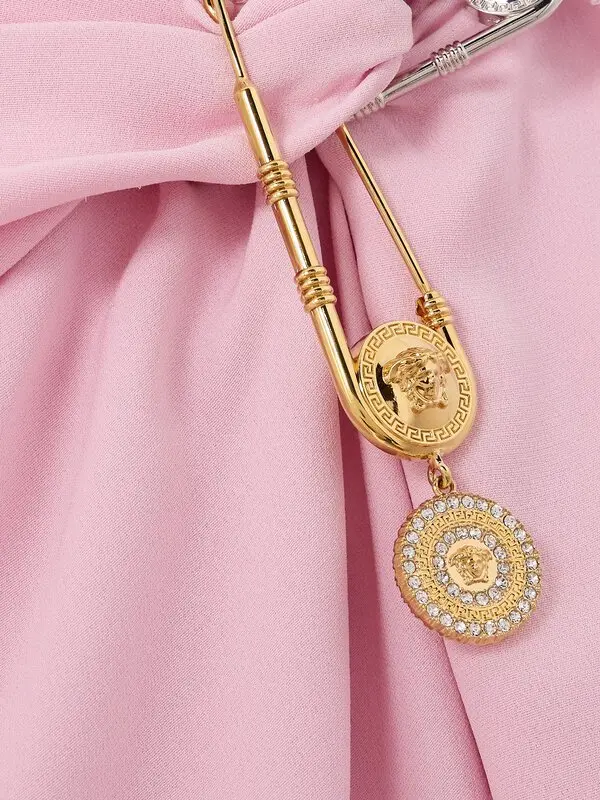 Versace Embellished Draped Wrap-effect Silk-cady Gown