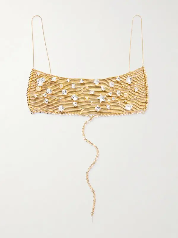 Alessandra Rich Tone Crystal Bralette
