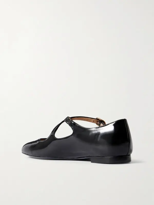 STUART WEITZMAN Clem Patent-leather Ballet Flats - Black