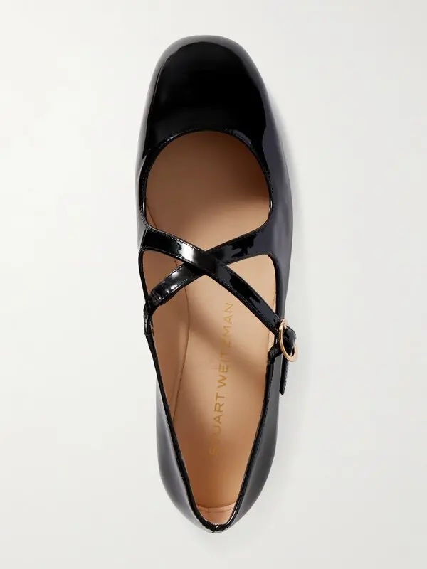 STUART WEITZMAN Clem Patent-leather Ballet Flats - Black
