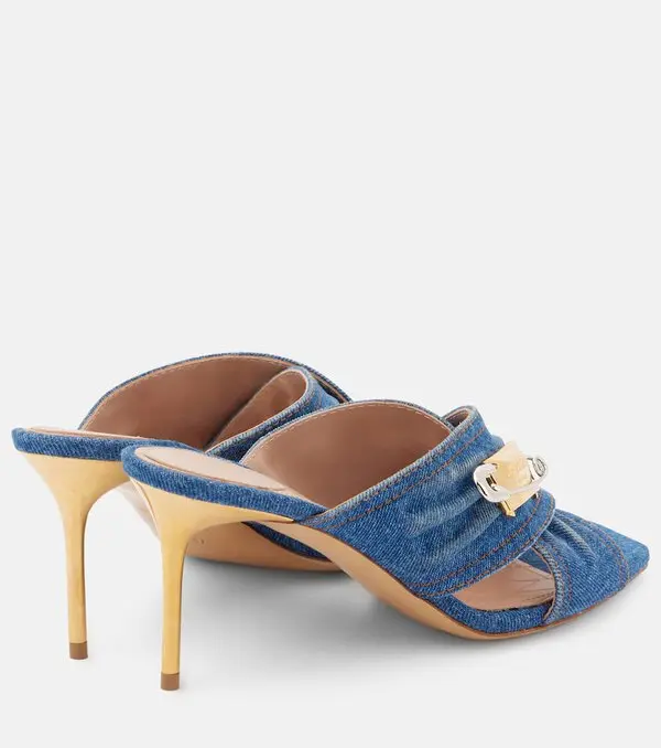 Balmain Embellished Denim Mules